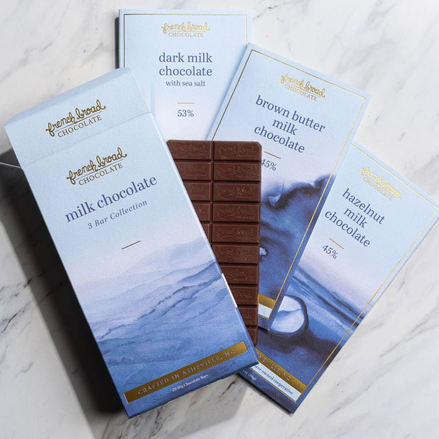 Milk Chocolate 3 Bar Collection - 60g – French Broad Chocolate